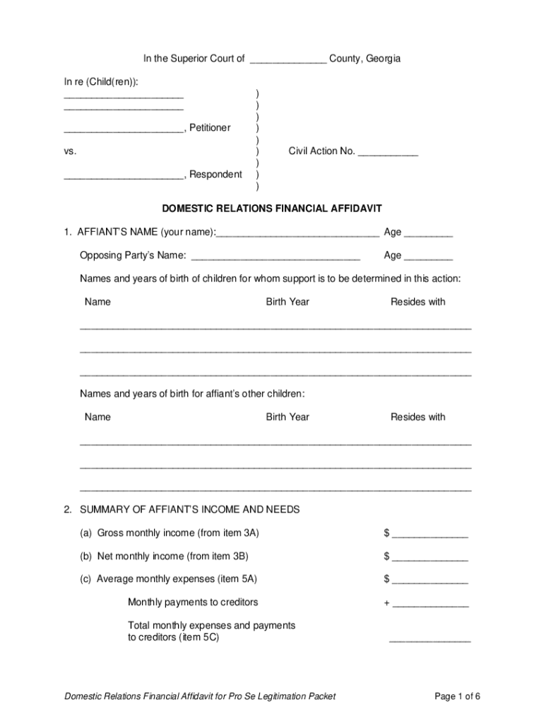 Fillable Online IN THE SUPERIOR COURT OF STATE OF GEORGIA ) Civil ...