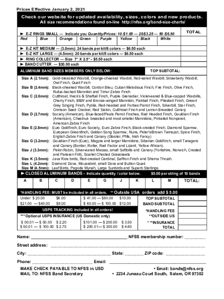 Fillable Online 1.2.2020 Band Order Form.doc Fax Email Print - pdfFiller