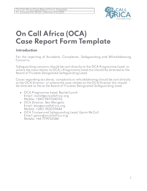 Fillable Online OCA Case Report Form Template Fax Email Print - pdfFiller