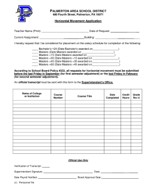 Fillable Online Horizontal Movement Request Form - Palmerton Area ...