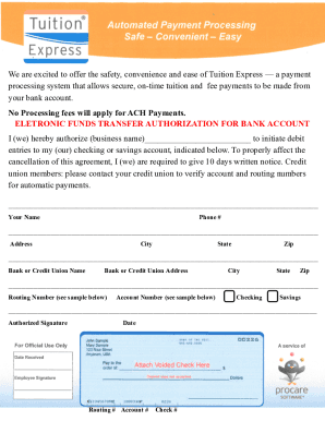 Fillable Online Tuition Express Enrollment Form OMPLETE ONE SETION ONLY ...