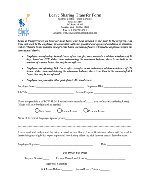 Fillable Online Leave Sharing Transfer Request Form Fax Email Print ...