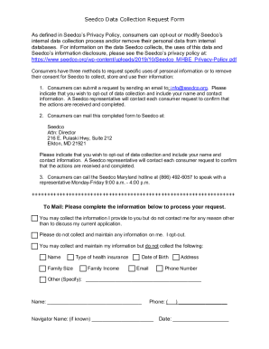 Fillable Online Seedco Data Collection Request Form As defined in ...