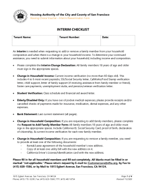Fillable Online INTERIM CHECKLIST - San Francisco Housing Authority Fax ...