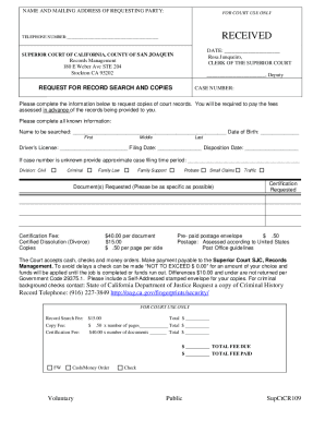 Fillable Online Request for Record Search and Copies - sjcourts.org Fax ...