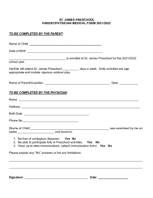 Fillable Online parent-physician medical form Fax Email Print - pdfFiller
