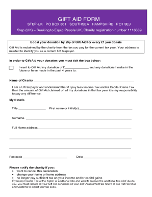 Fillable Online Charities and CASC: Gift Aid declaration forms for a ...
