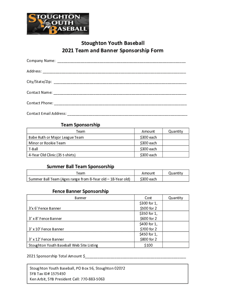 Fillable Online Sports Sponsorship Form Fax Email Print - pdfFiller