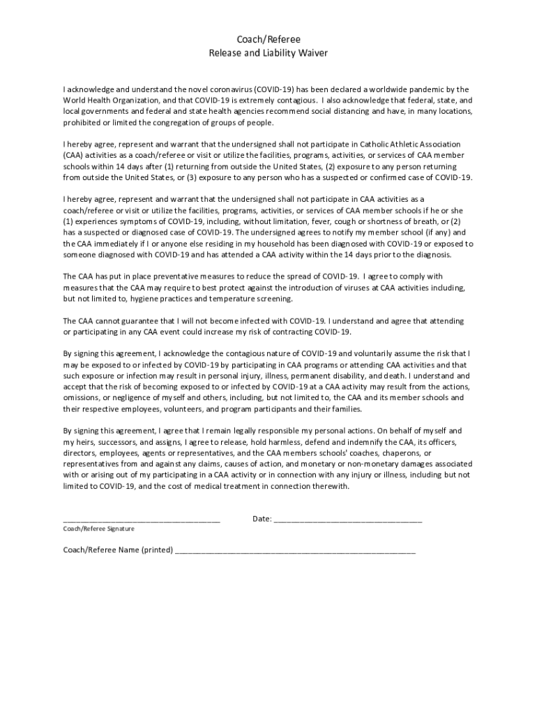 Fillable Online Acknowledgement of Risk and Release and Waiver Of ...