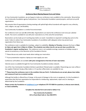 Fillable Online Conference Room Meeting Request Form and Policies 16 ...