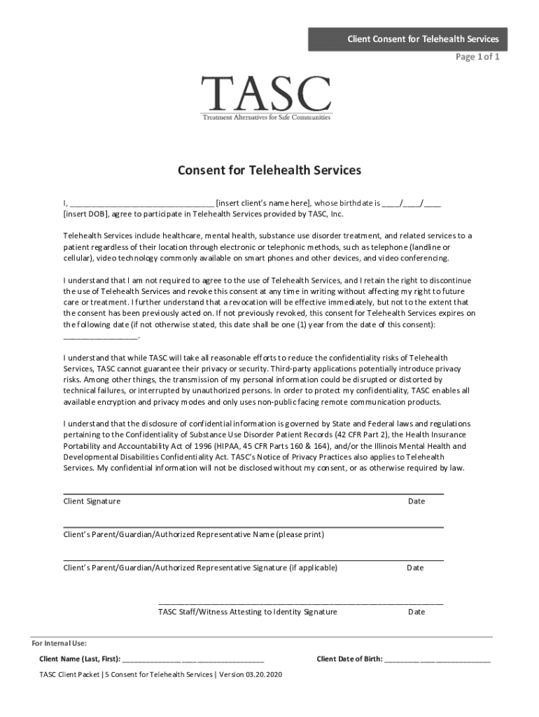 Fillable Online Sample Telehealth Consent Forms - Trust RMSPreparing ...