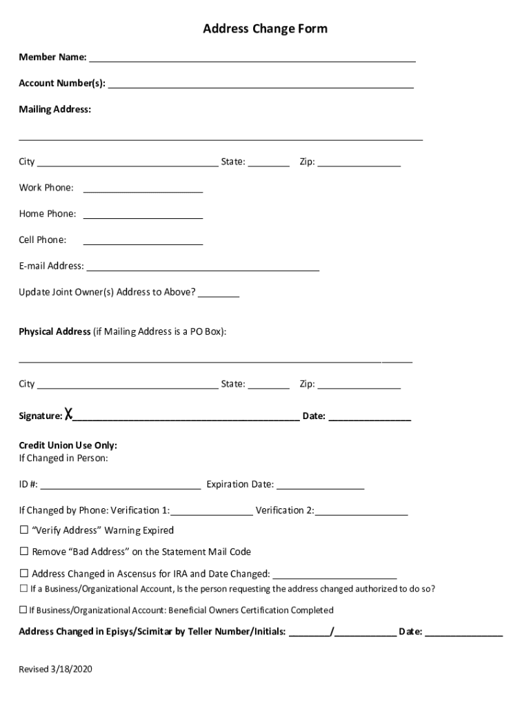 Fillable Online ADDRESS CHANGE FORM - PRINTABLE.docx Fax Email Print ...