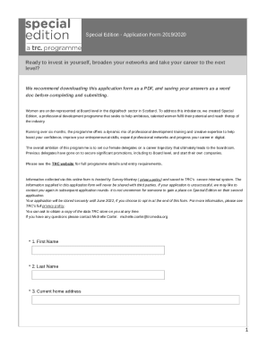 Fillable Online level? Special Edition - Application Form 2019/2020 Fax ...