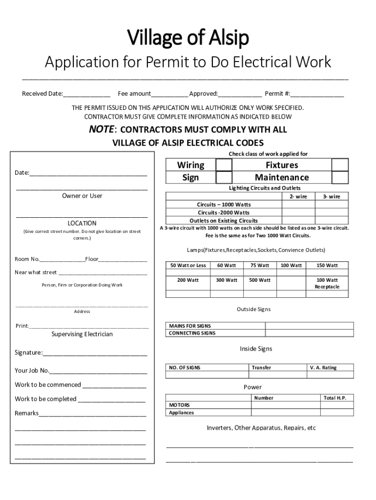 Fillable Online ELECTRICAL PERMIT AND PLAN EXAMINATION ... Fax Email ...