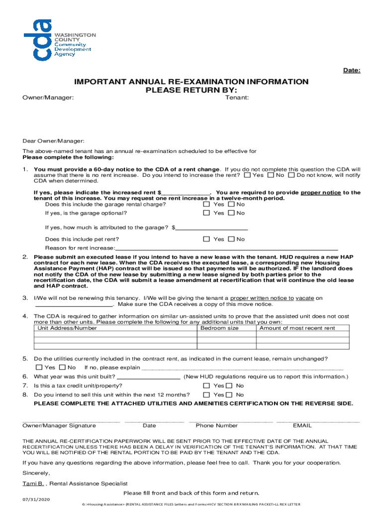 Fillable Online PDF IMPORTANT ANNUAL RE-EXAMINATION INFORMATION PLEASE ...