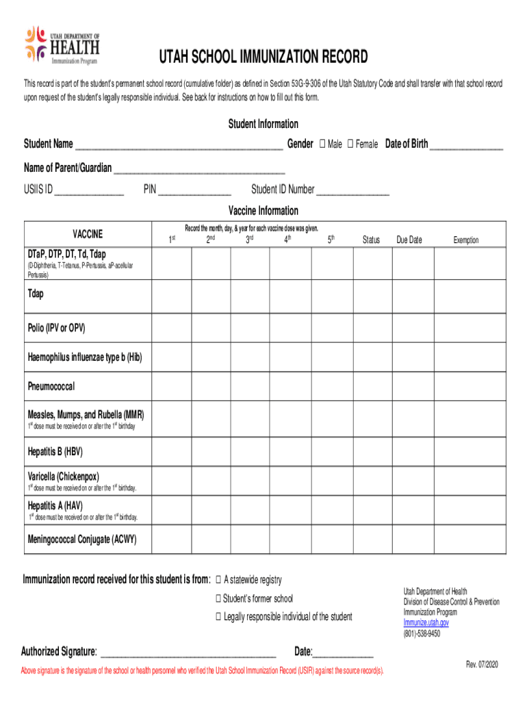 Fillable Online This record is part of the students permanent school ...