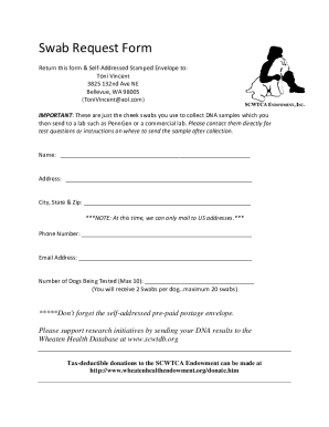 Fillable Online Swab Request Form Fax Email Print - pdfFiller