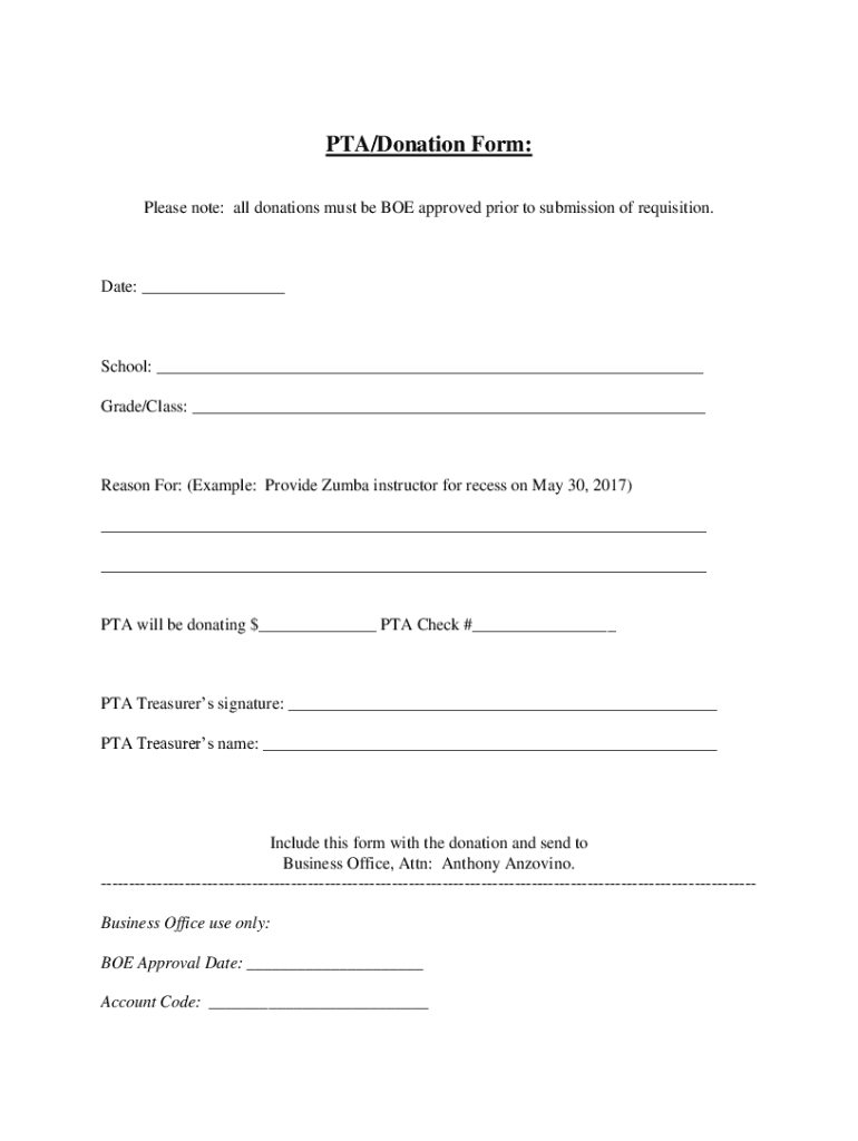Fillable Online PTA/Donation Form: Fax Email Print - pdfFiller