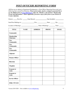 Fillable Online Complete Consolidated Post Report forms onlineThe ...