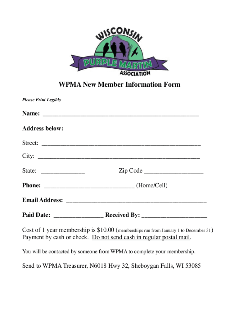 Fillable Online WPMA New Member Information Form Fax Email Print ...