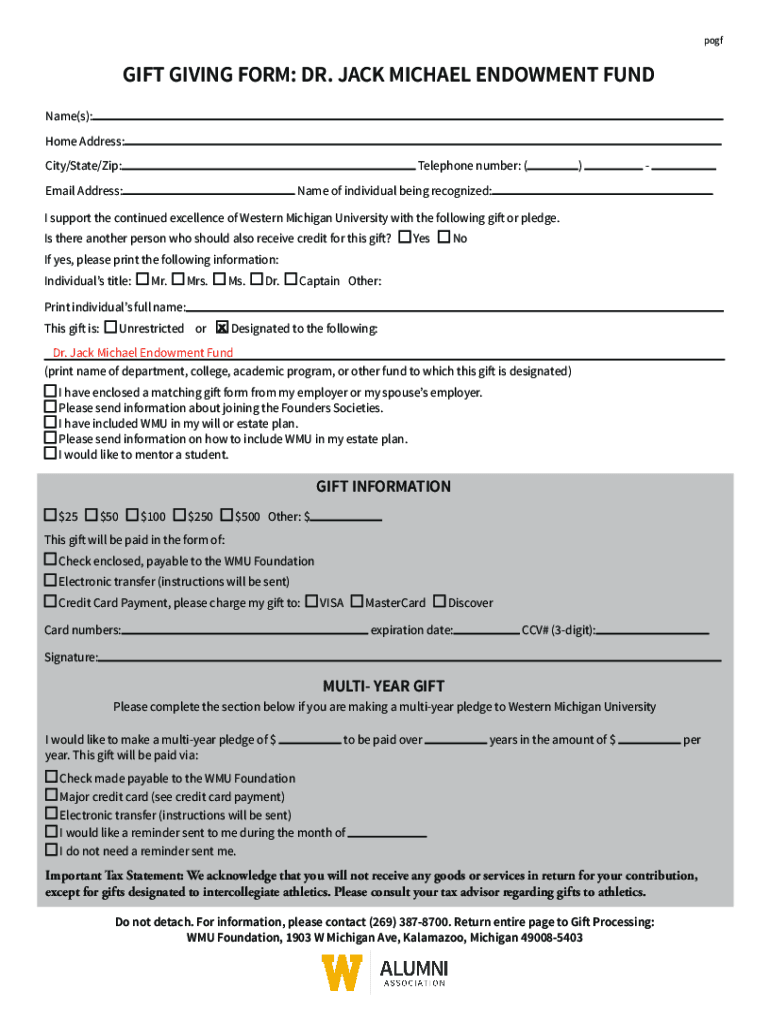 Fillable Online GIFT GIVING FORM: DR Fax Email Print - pdfFiller