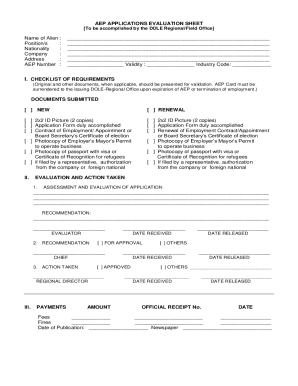 Fillable Online AEP Application Form - Bureau of Local Employment Fax ...
