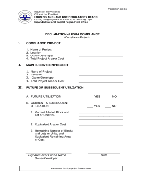 Fillable Online DECLARATION of UDHA COMPLIANCE Fax Email Print - pdfFiller