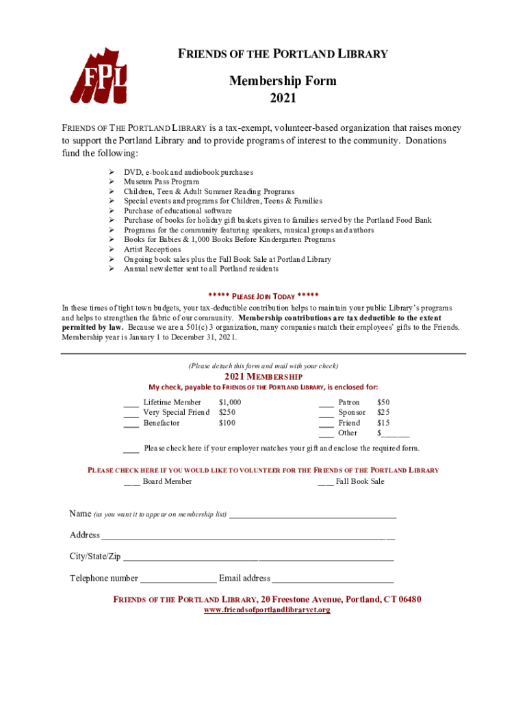 Fillable Online FPL - 2021 Membership Form.docx Fax Email Print - pdfFiller