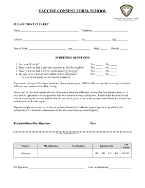 Fillable Online 2 2018-2019 Vaccine Consent Form Fax Email Print ...