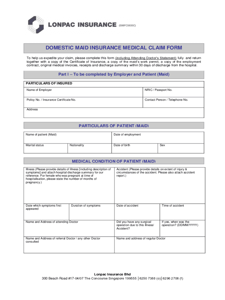 Fillable Online HOSPITAL & SURGICAL CLAIM FORM Fax Email Print - pdfFiller