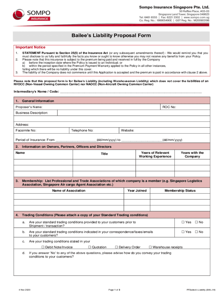 Fillable Online HomeBLISS APPLICATION FORM - Sompo Fax Email Print ...