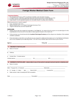 Fillable Online FOREIGN WORKER MEDICAL CLAIM FORM Fax Email Print ...