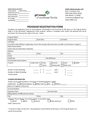 Fillable Online PROGRAM REGISTRATION FORM - Girl Scouts Fax Email Print ...