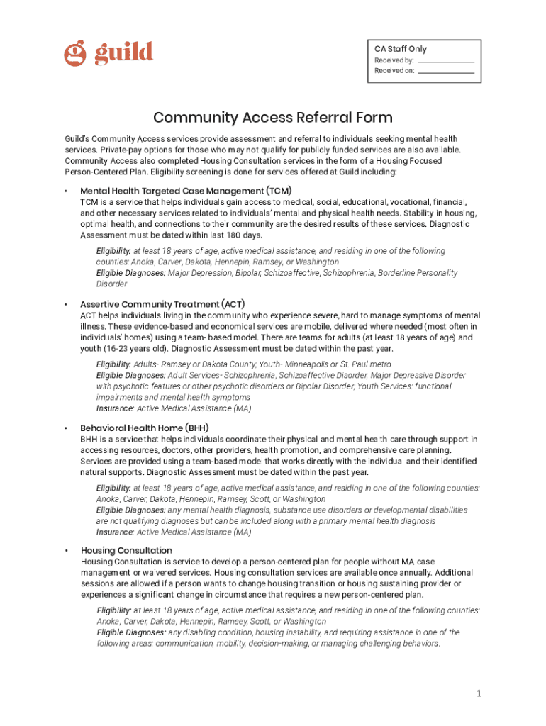 Fillable Online Community Access Referral Form 041020 Fax Email Print ...