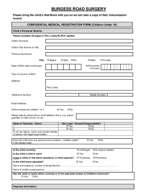 Fillable Online burgessroadsurgery co CHILD registration form BRS.docx ...