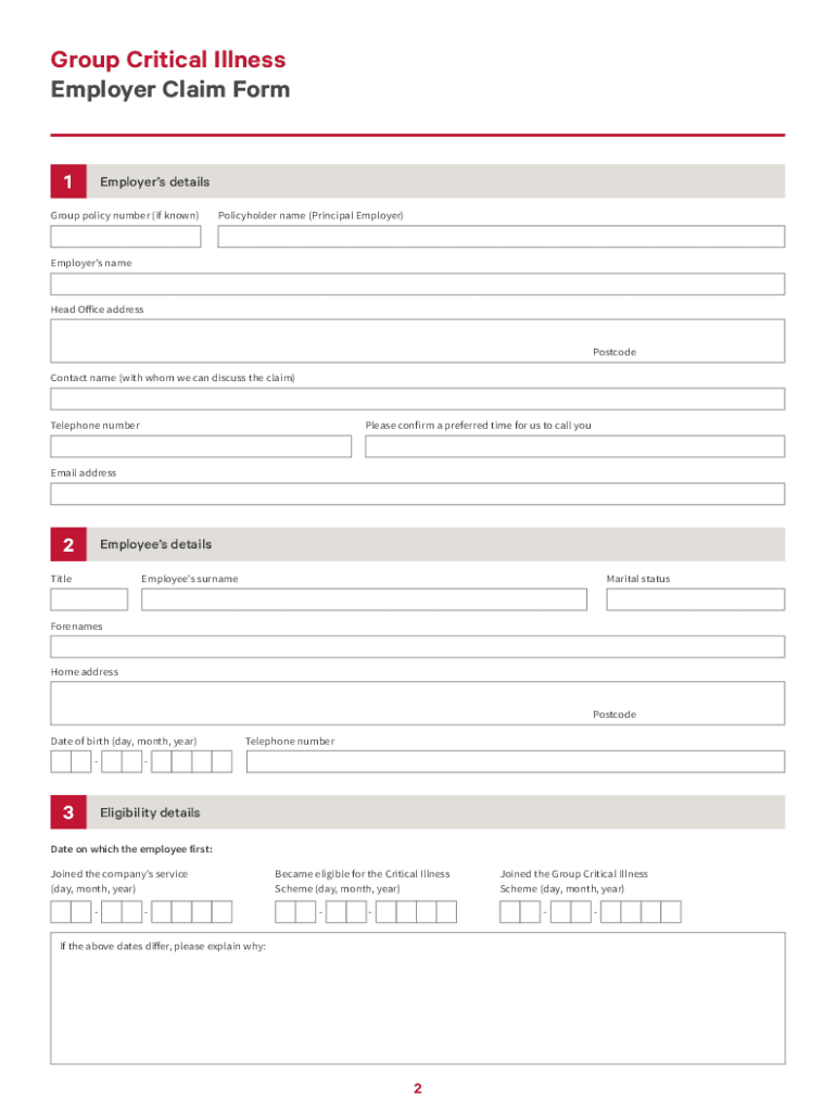 Fillable Online documents canadalife co Group critical illness employer claim form Fax Email ...