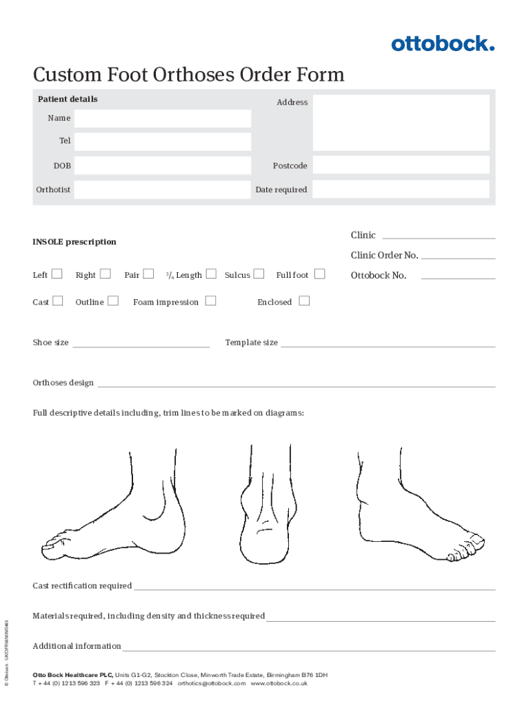 Fillable Online Custom Foot Orthoses Order Form Fax Email Print - pdfFiller