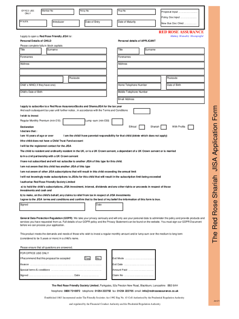 Fillable Online PDF Application Form (PDF) - Red Rose Assurance Fax ...