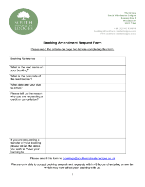 Fillable Online SWL booking amendment request Fax Email Print - pdfFiller