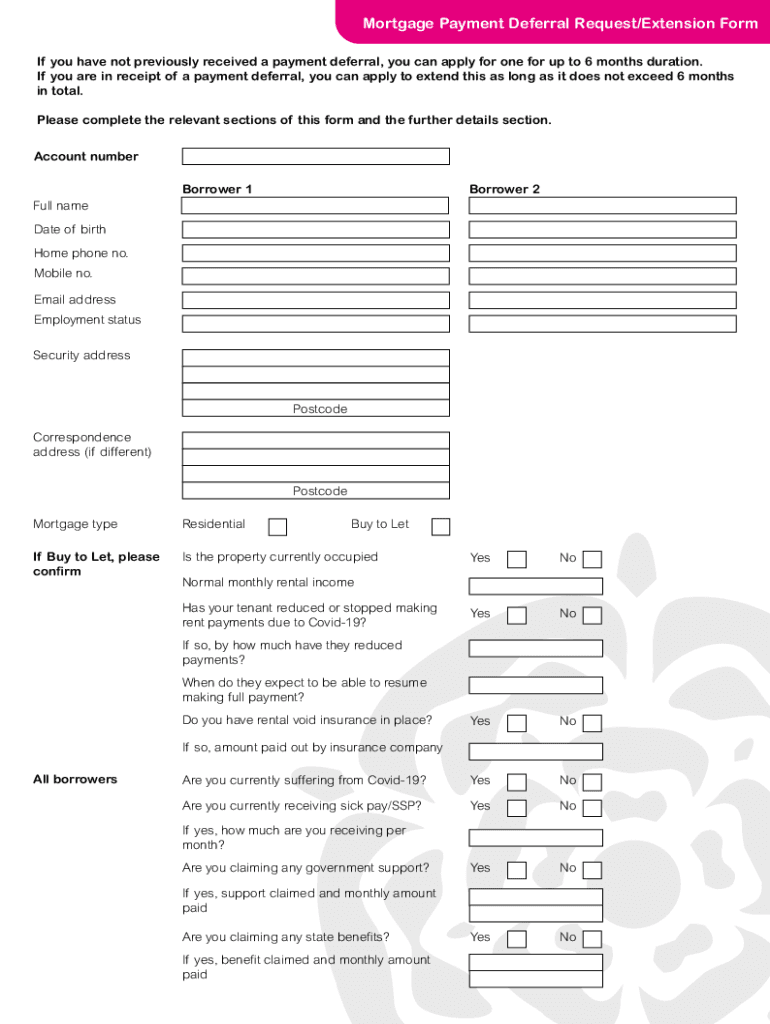 Fillable Online Mortgage Payment Deferral Request/Extension Form Fax ...