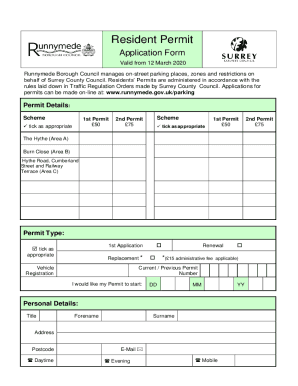 Fillable Online Resident Permit Application Form - September 2014 Fax ...