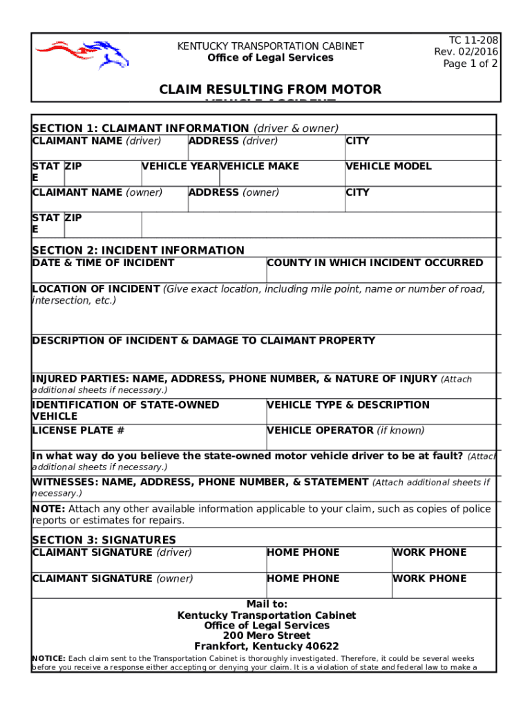 TC11-208 Download Printable PDF or Fill Online Claim ...