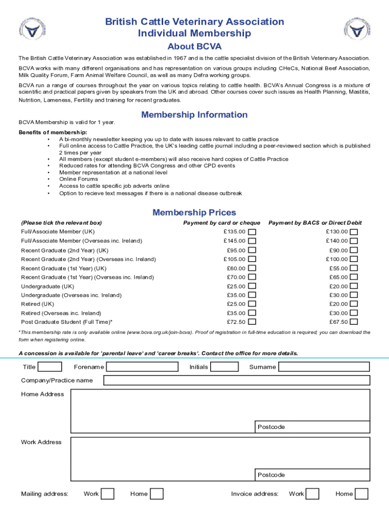 Fillable Online British Cattle Veterinary Association ... - bcva.org.uk ...