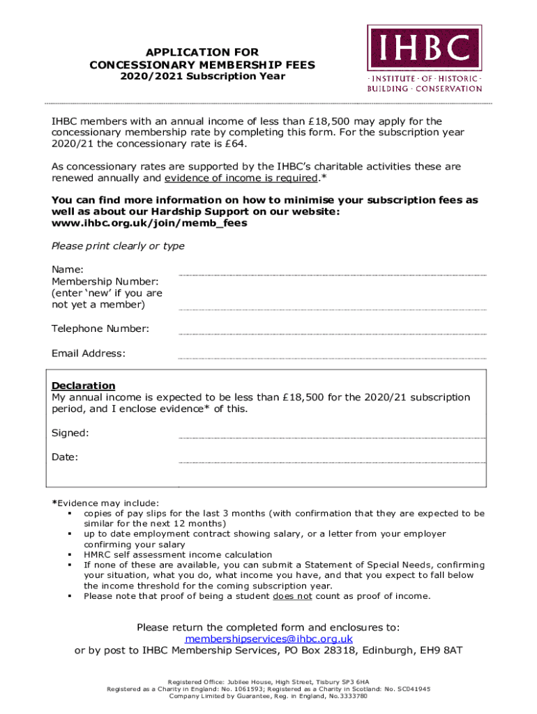 Fillable Online ihbc org IHBC-Concessionary-Confirmation-Form.doc.docx ...