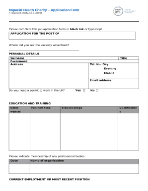 Imperial Health Charity - Application Doc Template | pdfFiller