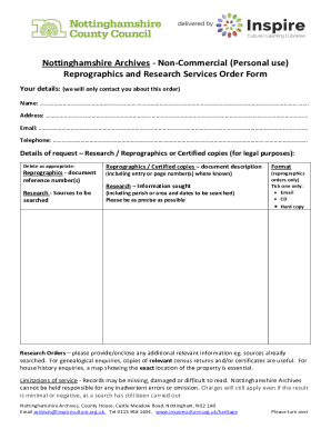 Fillable Online Reprographics Order Form - Non-commercial. Information ...