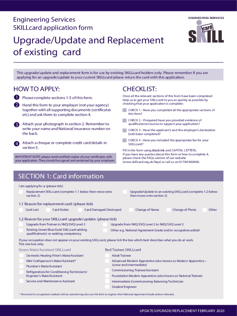 Fillable Online SKILLcardOfficial SKILLcard Website Fax Email Print ...