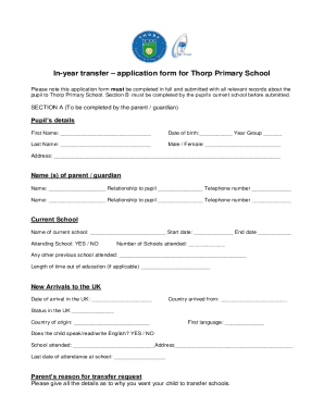Fillable Online FREE 9+ School Transfer Forms in PDFMS WordExcelFREE 8 ...