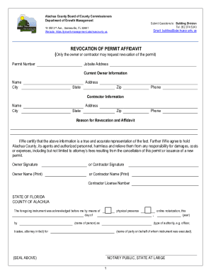 Fillable Online REVOCATION OF PERMIT AFFIDAVIT. EVOCATION OF PERMIT ...