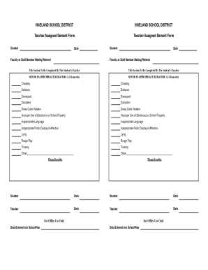Fillable Online vineland k12 ca Teacher Assigned Demerit Form Fax Email ...